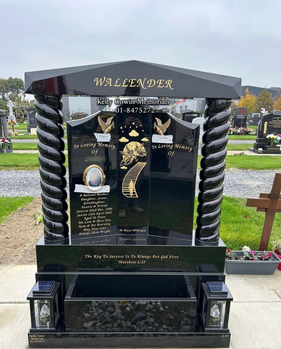 Black Granite "Gates Of Heaven" Headstone | Dardistown Cemetery