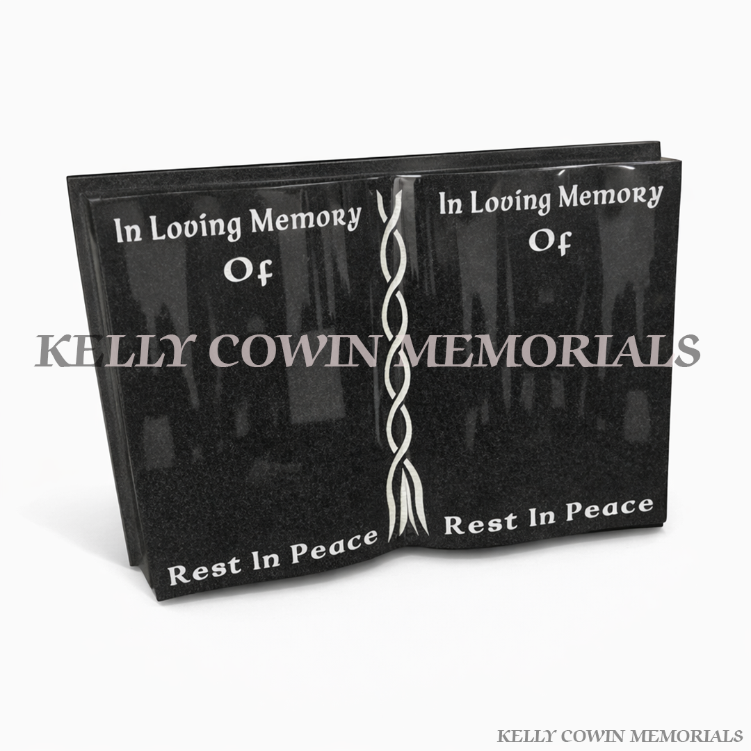 Black Granite Book Grave Accessory | Local & Nationwide Service