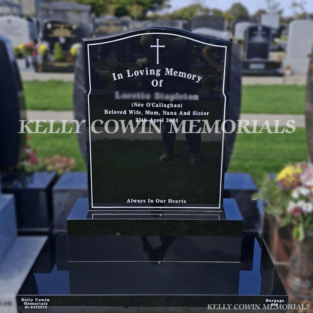 Black Granite OG Headstone Balgriffin Cemetery | Kelly Cowin Memorials