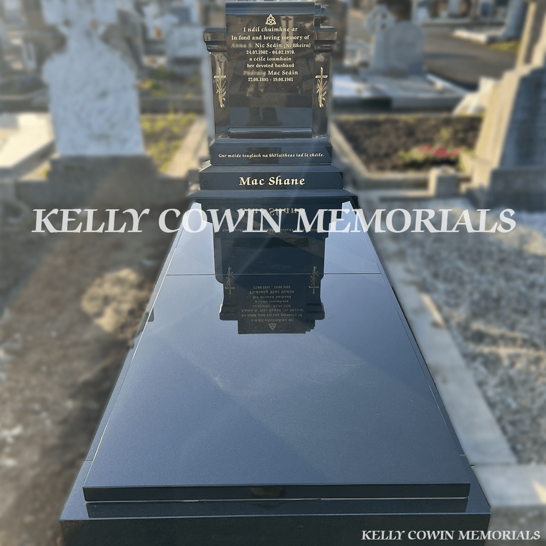 Black Granite Scroll Headstone | Deansgrange Cemetery