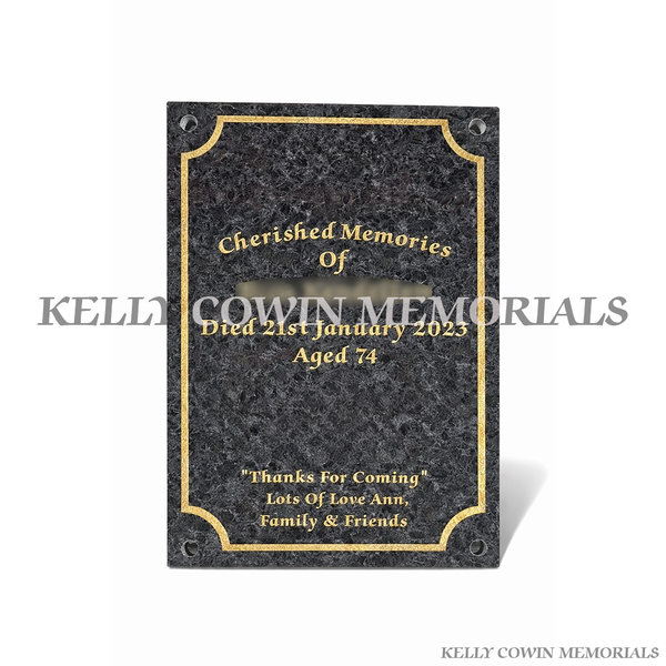 Blue Lagoon Cremation Granite Plaque | Personalised Memorial Engraving