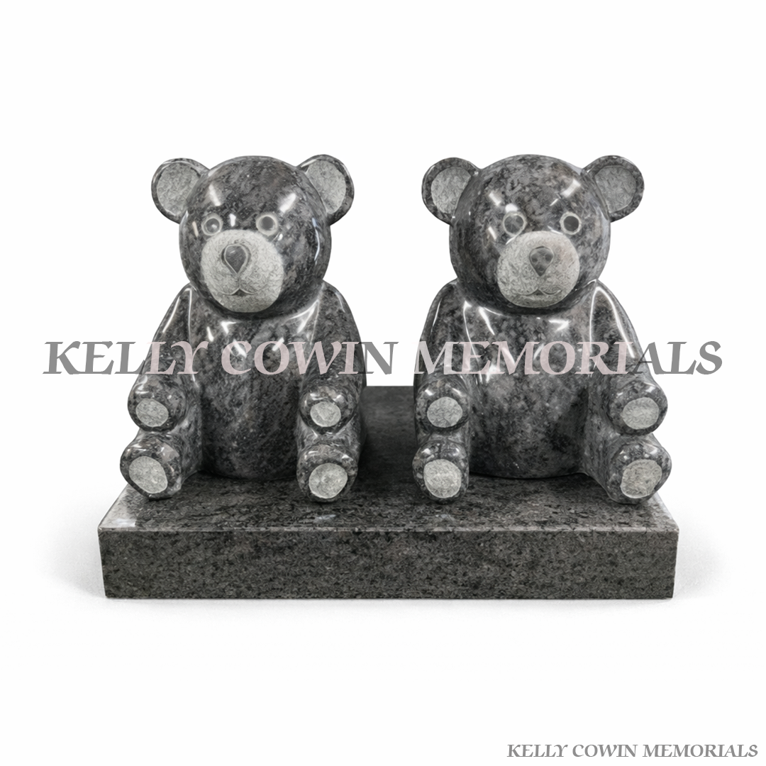 Blue Lagoon Granite Teddy Bear Grave Accessory | Kelly Cowin Memorials