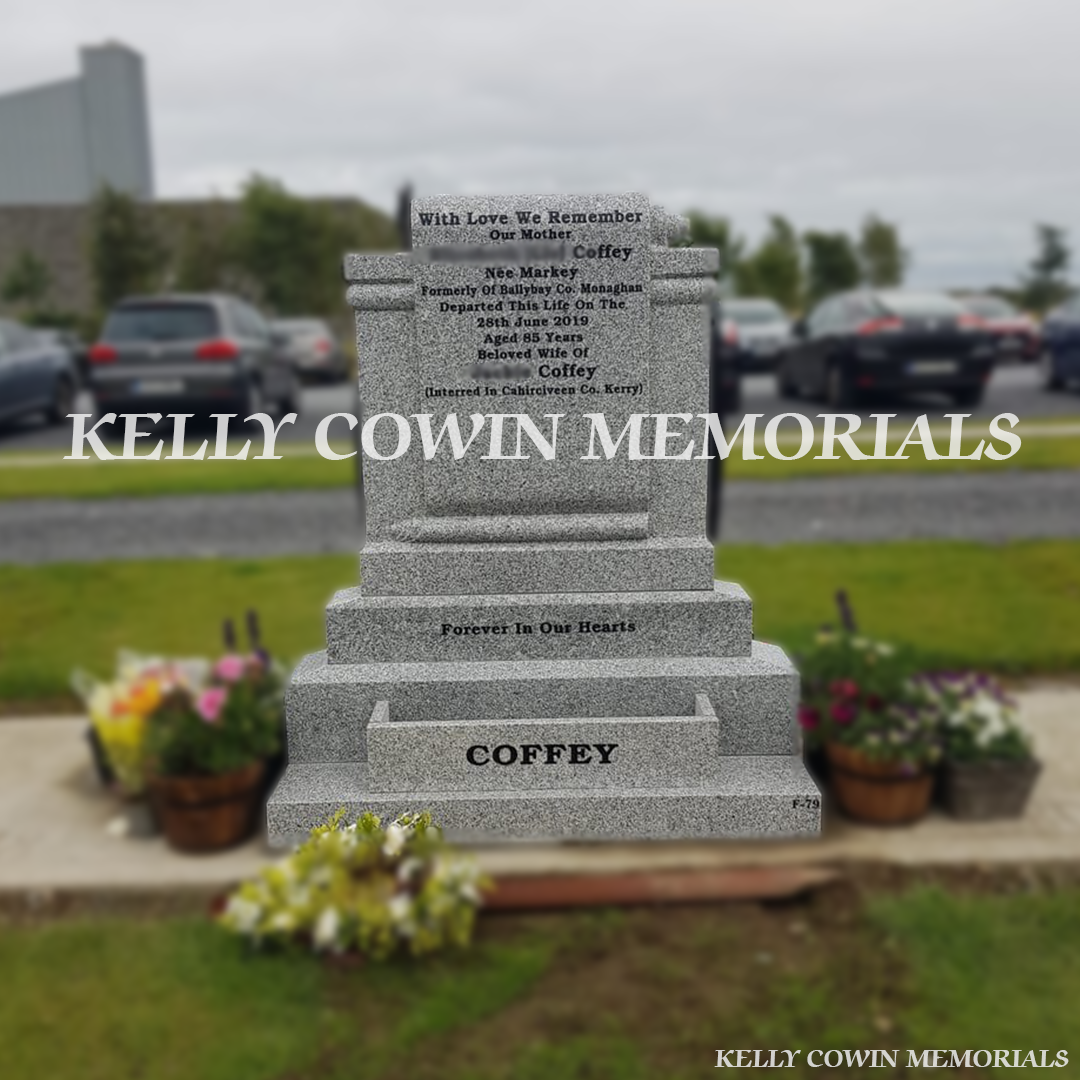 Grey Granite Scroll Headstone | Dardistown Cemetery