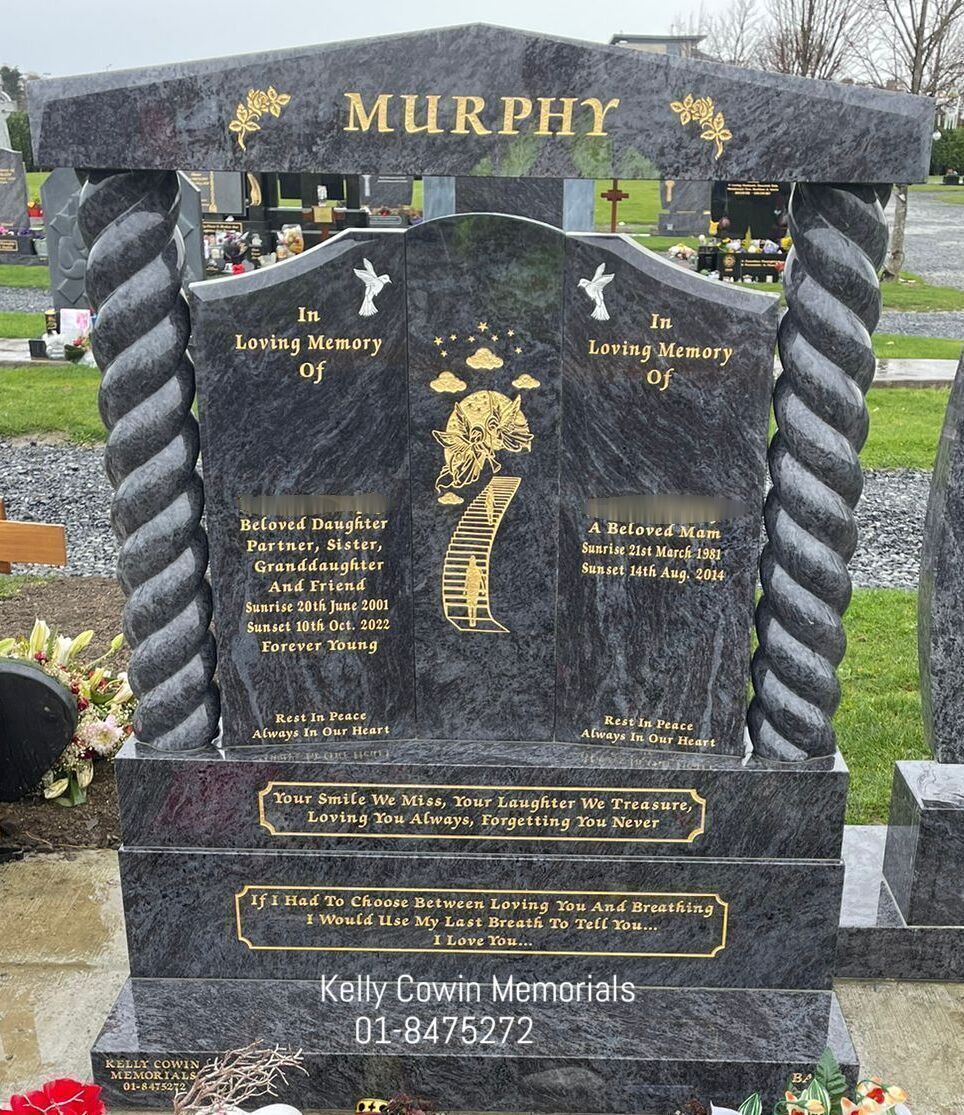 Blue Lagoon Granite "Gates To Heaven" Headstone | Dardistown Cemetery