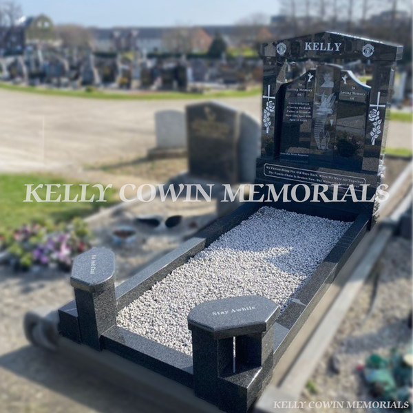 Rustenburg Granite "Gates Of Heaven" Headstone & Kerbing | Fingal Ceme